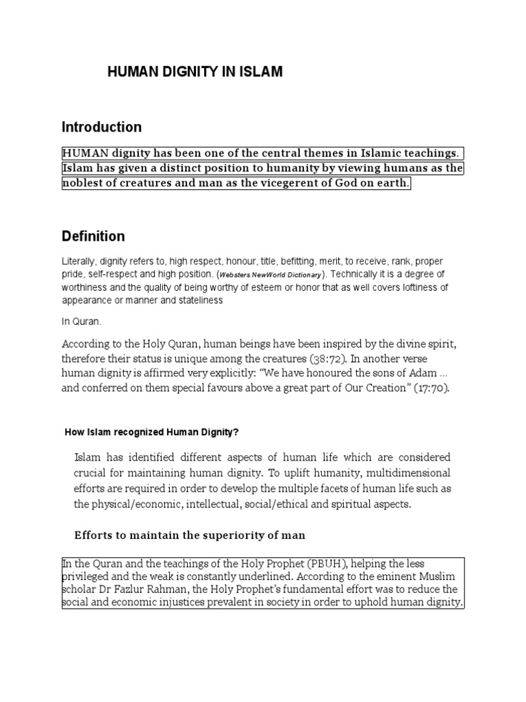 Human Dignity in Islam | PDF | Dignity | Quran