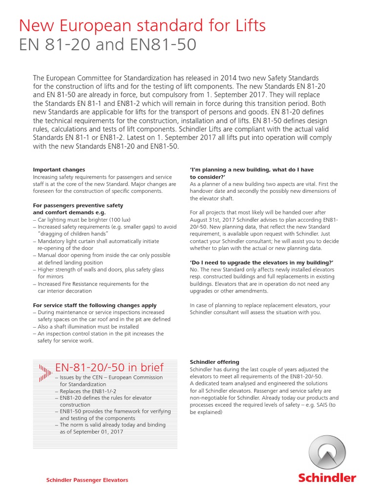 EN 81-20/50 Elevator Safety Standards | PDF | Elevator | Safety