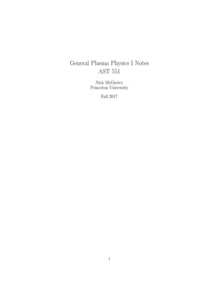 General Plasma Physics I Notes | PDF | Plasma (Physics ...