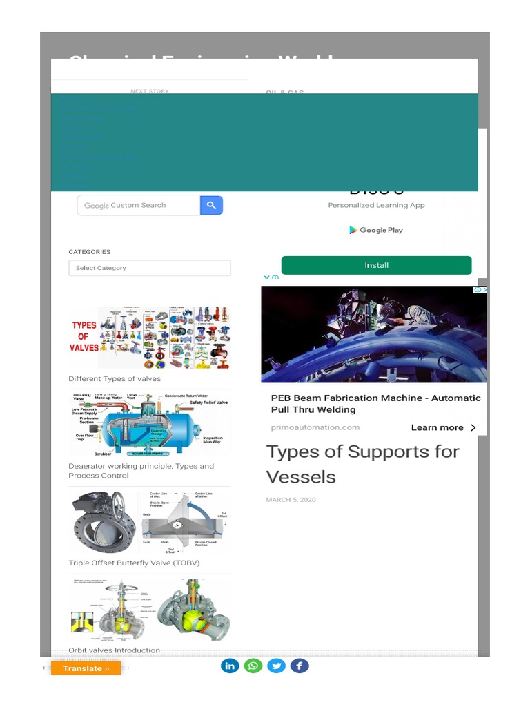 Types of Supports For Vessels - Chemical Engineering World | PDF ...