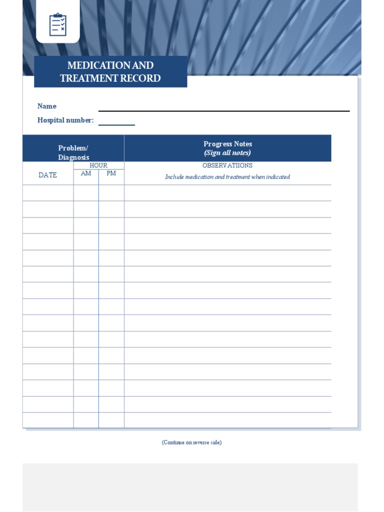 Medication and Treatment Record Template by Jheaa | PDF