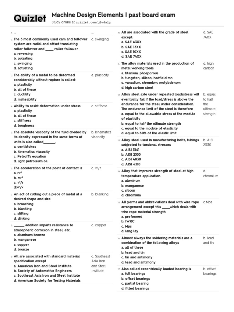 Quiz Let | PDF | Gear | Steel