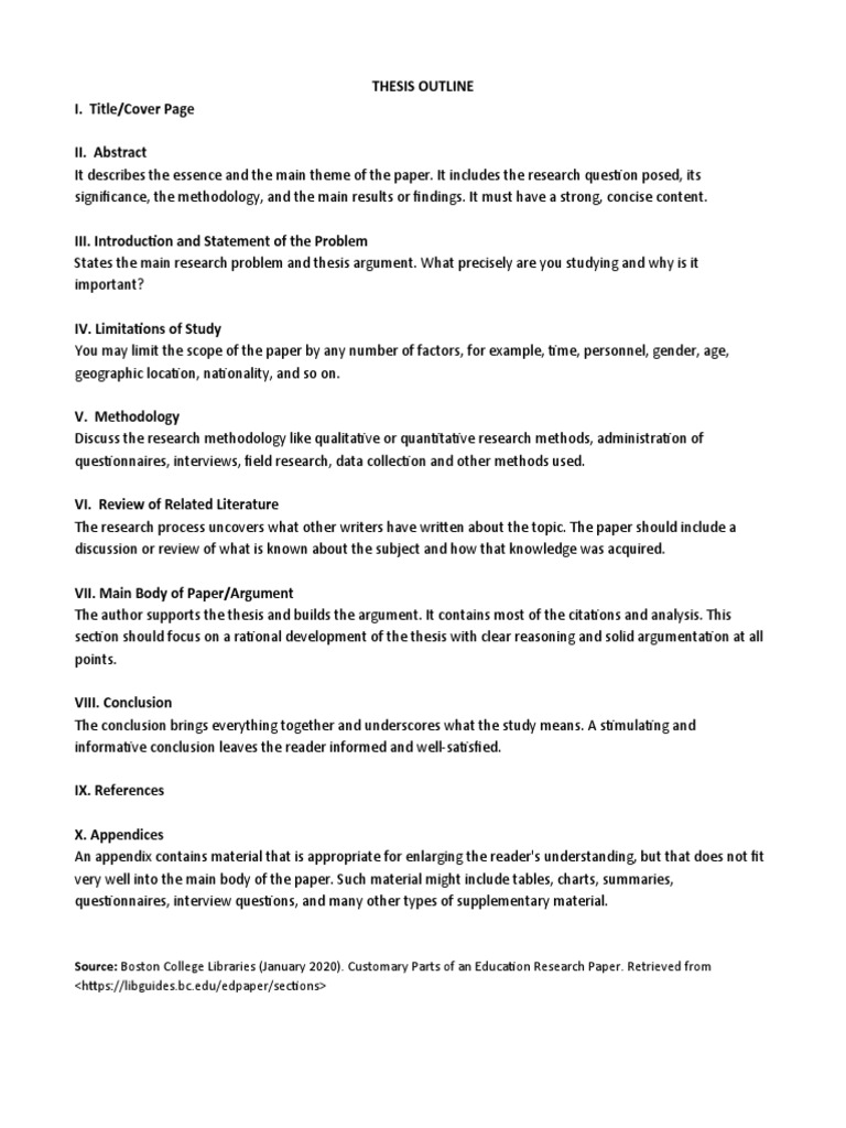 Thesis Outline Structure Guide | PDF