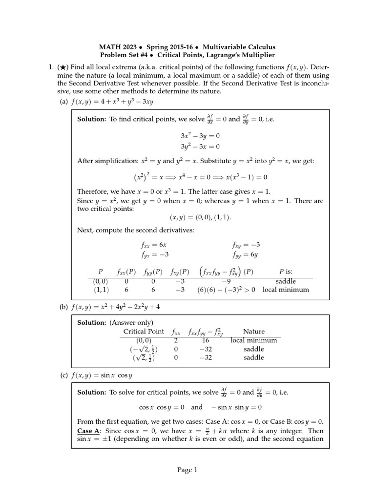 Solution 4 PDF | Download Free PDF | Maxima And Minima | Derivative