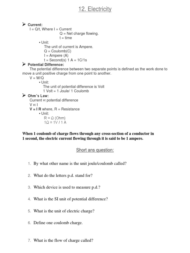 Electricity: Ohm's Law | PDF | Voltage | Electric Current
