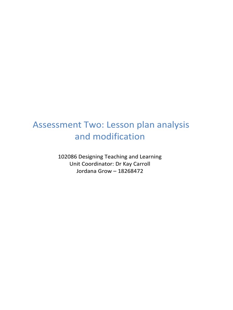 Lesson Plan Analysis and Modification | PDF | Lesson Plan | Pedagogy