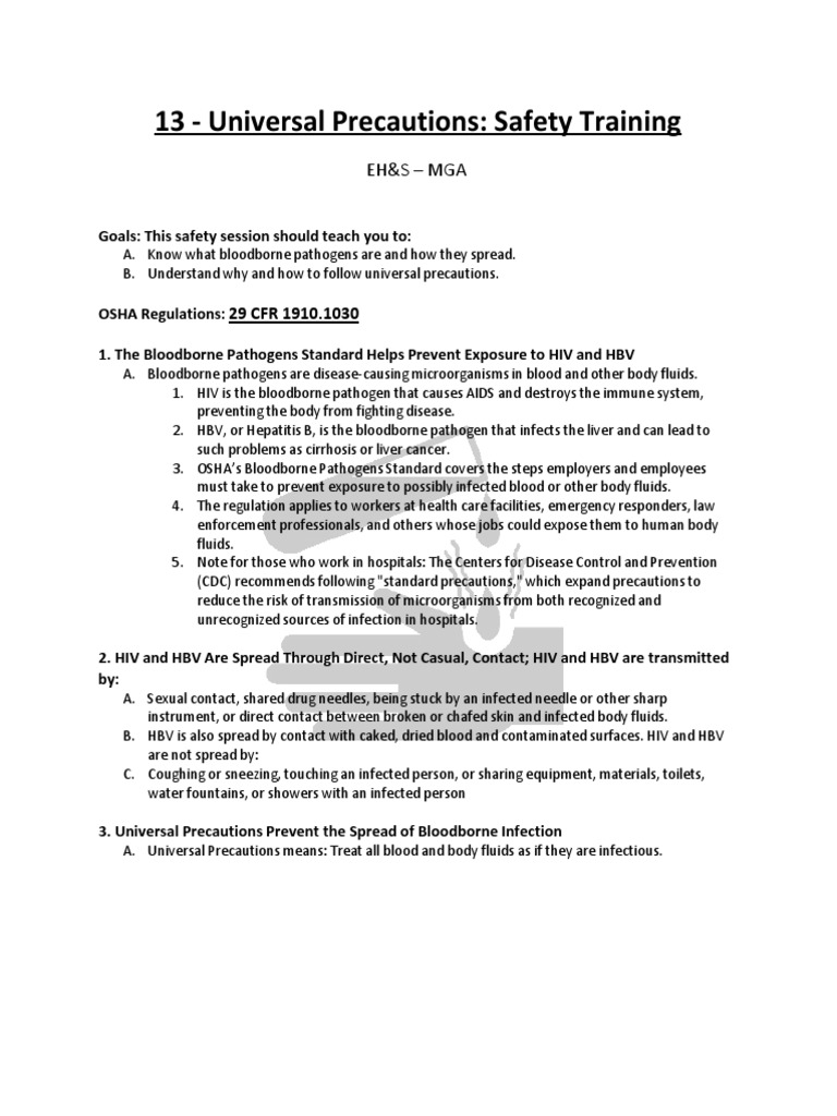 Universal Precautions | PDF | Hepatitis B | Prevention