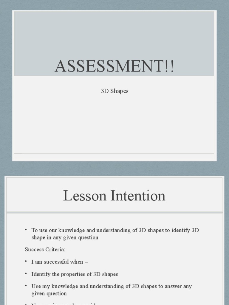 3D Shapes Assessment Guide | PDF