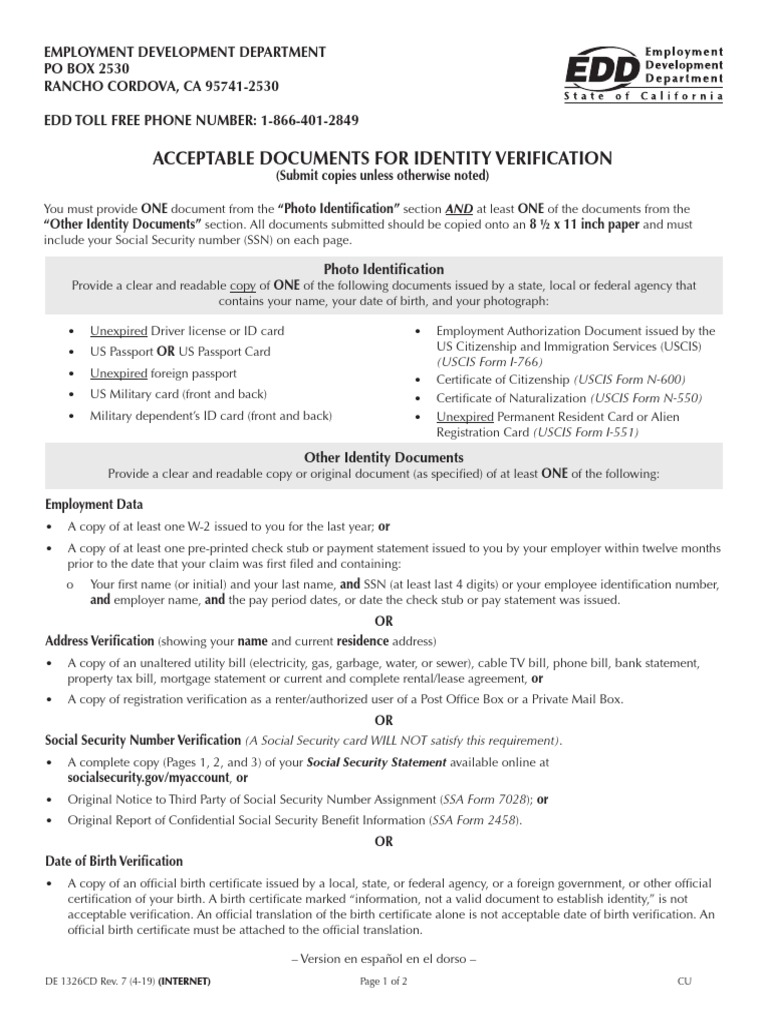 Acceptable Documents For Identity Verification | PDF | Identity ...
