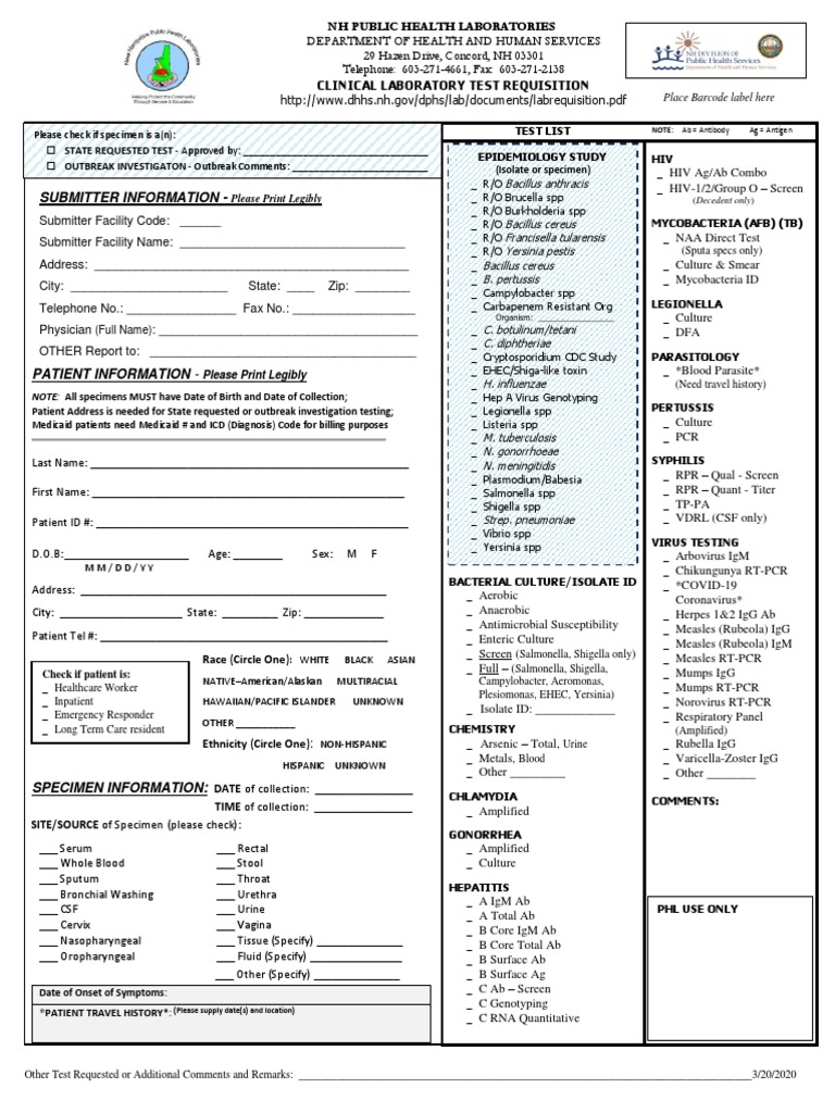 Submitter Information - : Please Print Legibly | PDF | Public Health ...