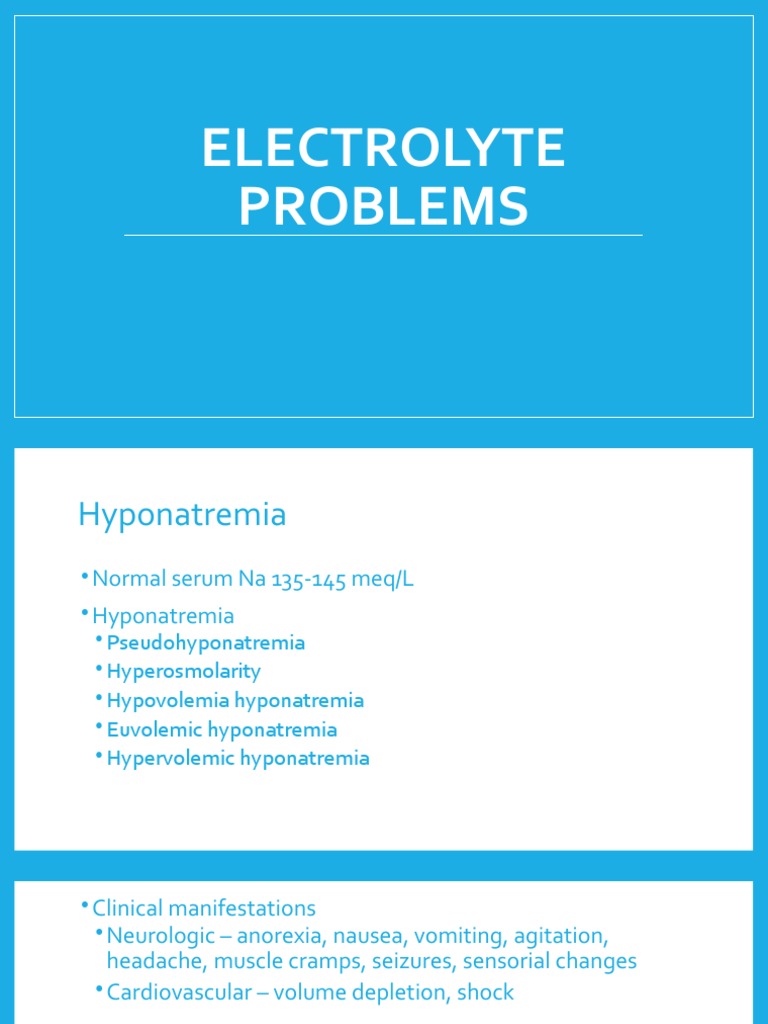 Electrolyte Problems Pedia | PDF | Medical Specialties | Human Diseases ...