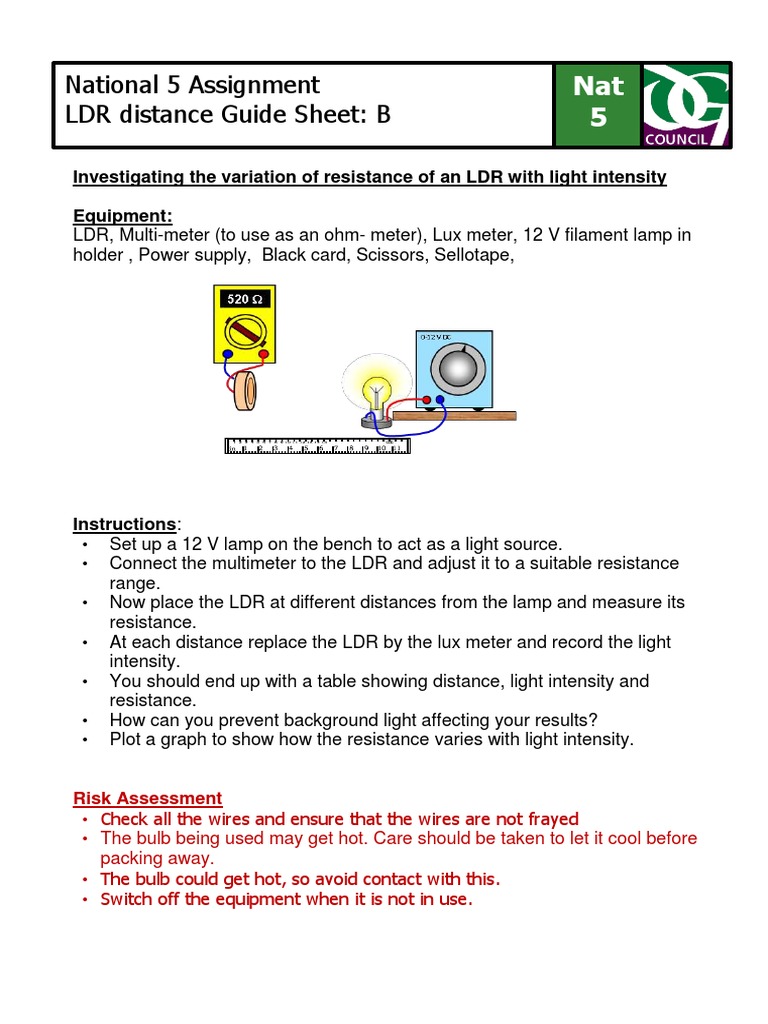 LDR Lab R vs. Light Intensity | PDF | Incandescent Light Bulb ...