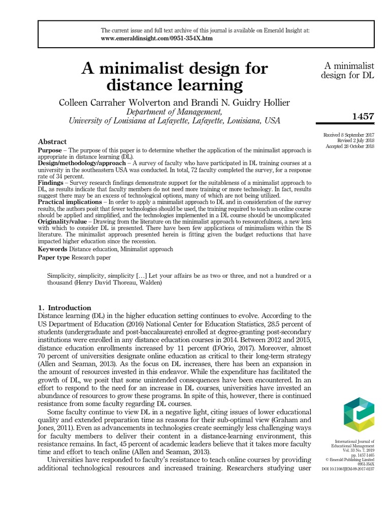 A Minimalist Design For Distance Learning | PDF | Educational ...