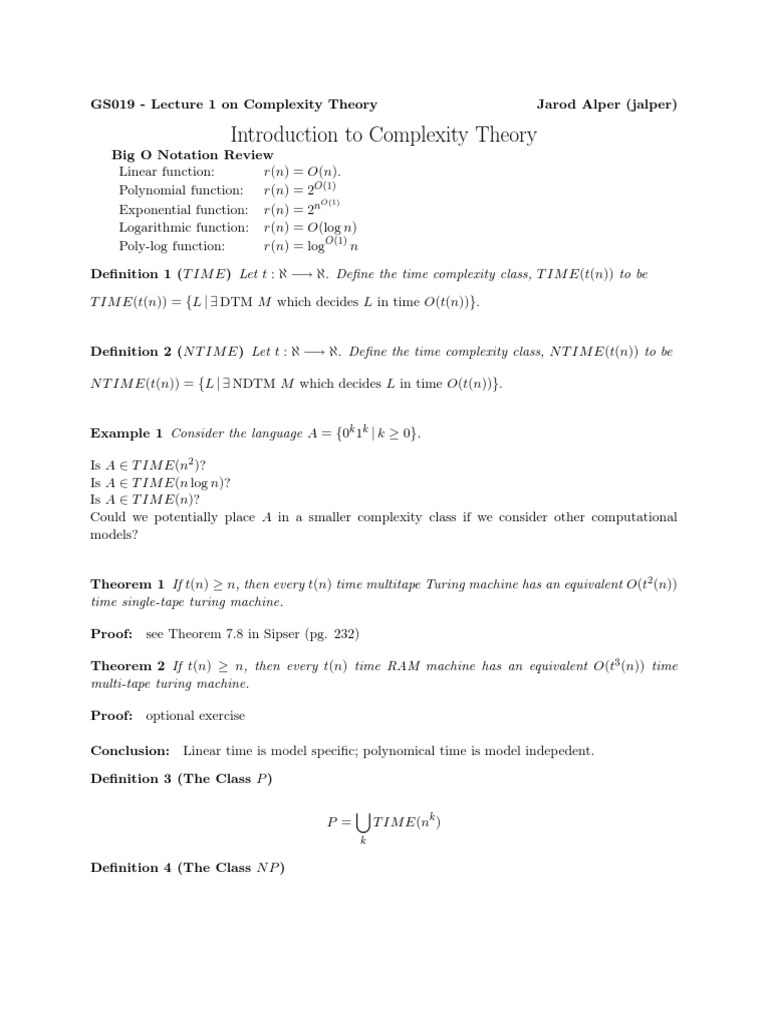 Complexity1 Quick Summary | PDF | Time Complexity | Computational ...