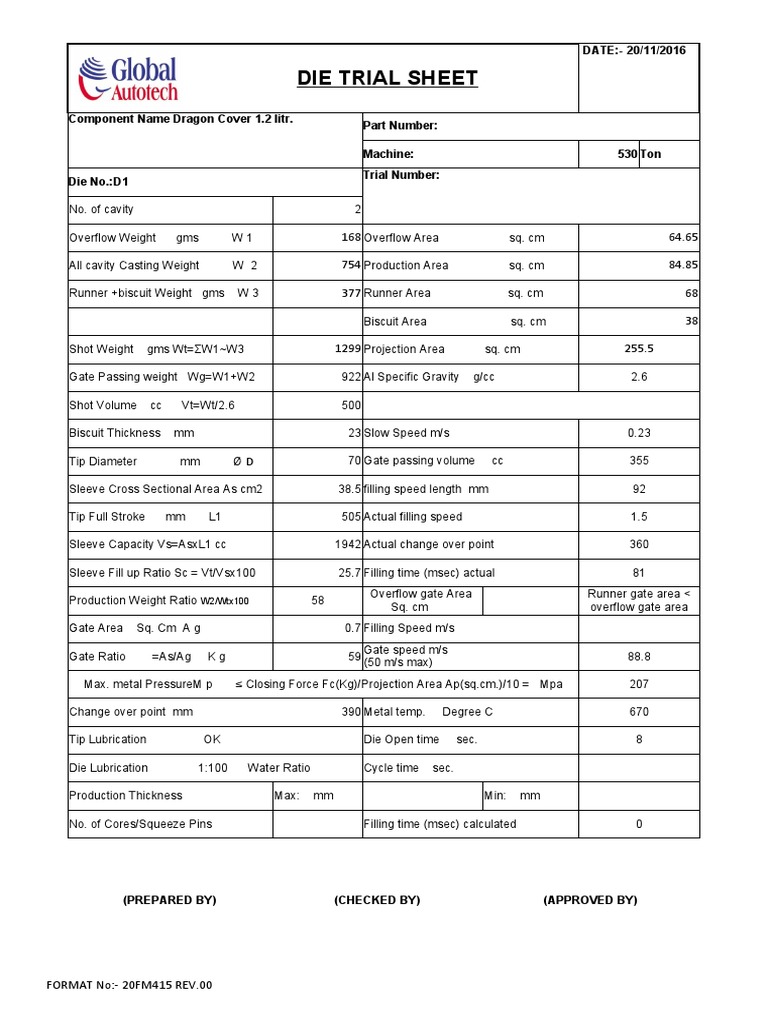 Die trial sheet analysis | PDF | Physical Quantities | Mechanical ...