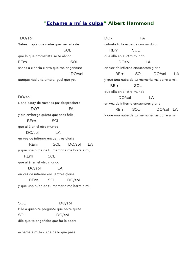 Acordes de "Échame a mí la culpa" | PDF