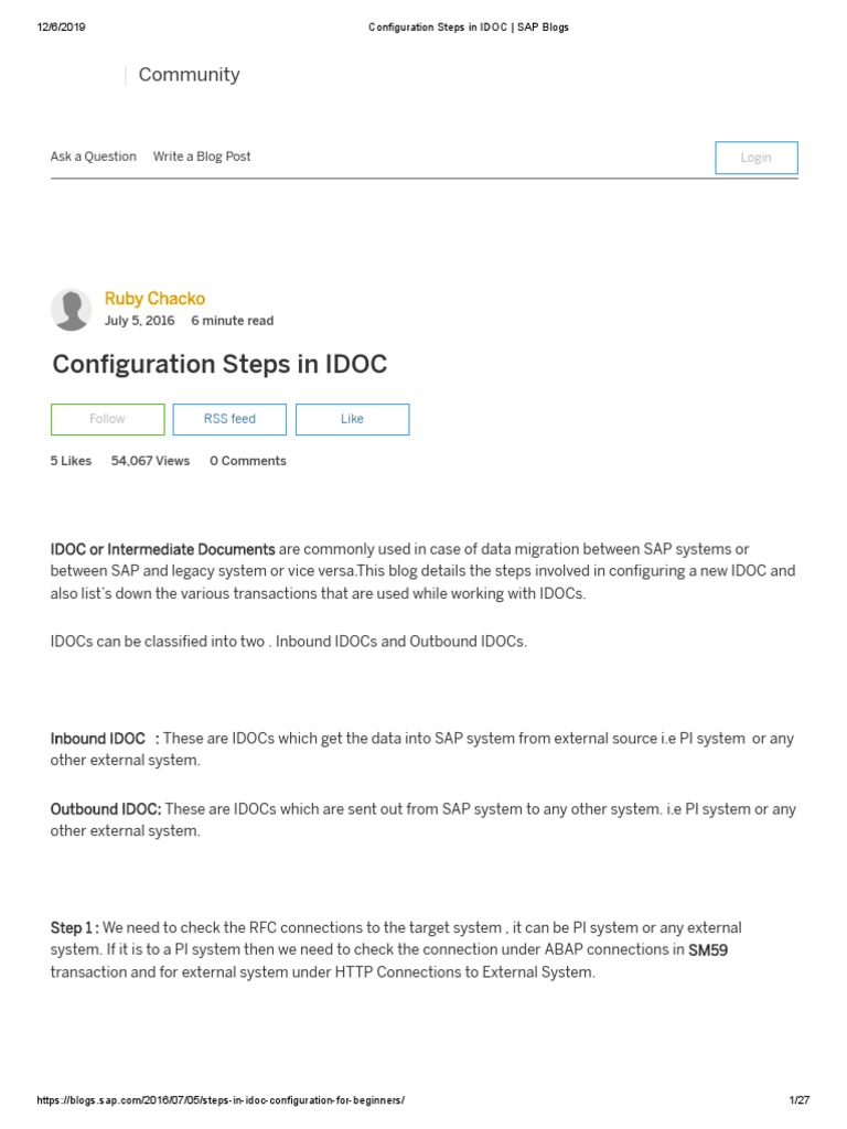 Configuration Steps in IDOC - SAP Blogs | PDF | Subroutine | Computer Programming