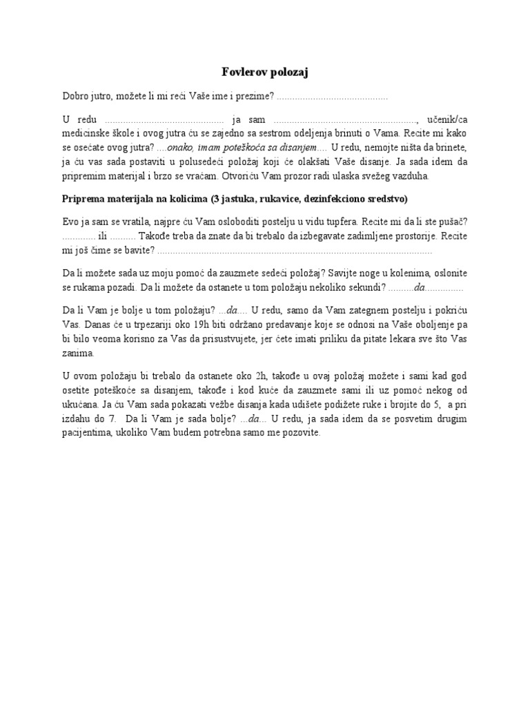 Fovlerov Polozaj Tekst | PDF