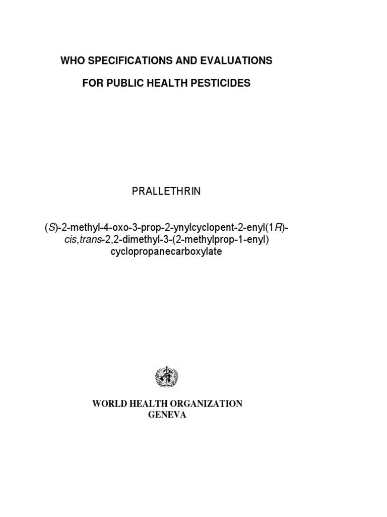 Prallethrin Spec Eval Nov 2004 | PDF | Specification (Technical ...