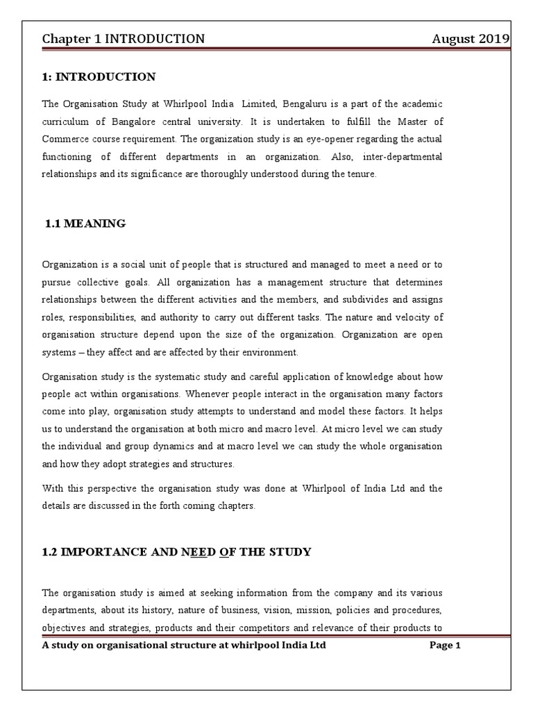 Whirlpool Chapter 1 | PDF | Data | Organizational Structure