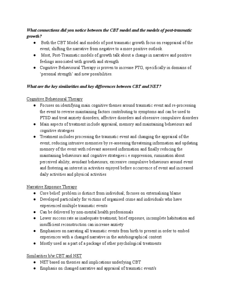 Notes 2 | PDF | Cognitive Behavioral Therapy | Psychological Trauma