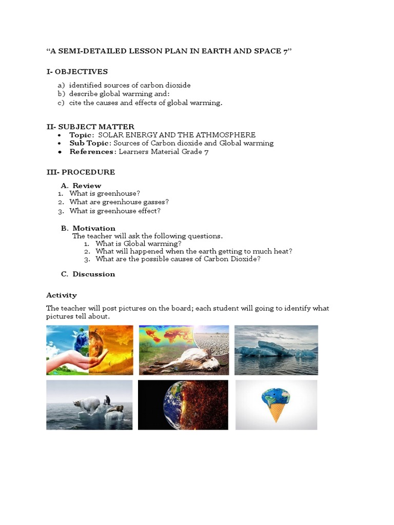 Semi D. Lesson Plan Sources of Carbon Dioxide | PDF | Greenhouse Gas ...