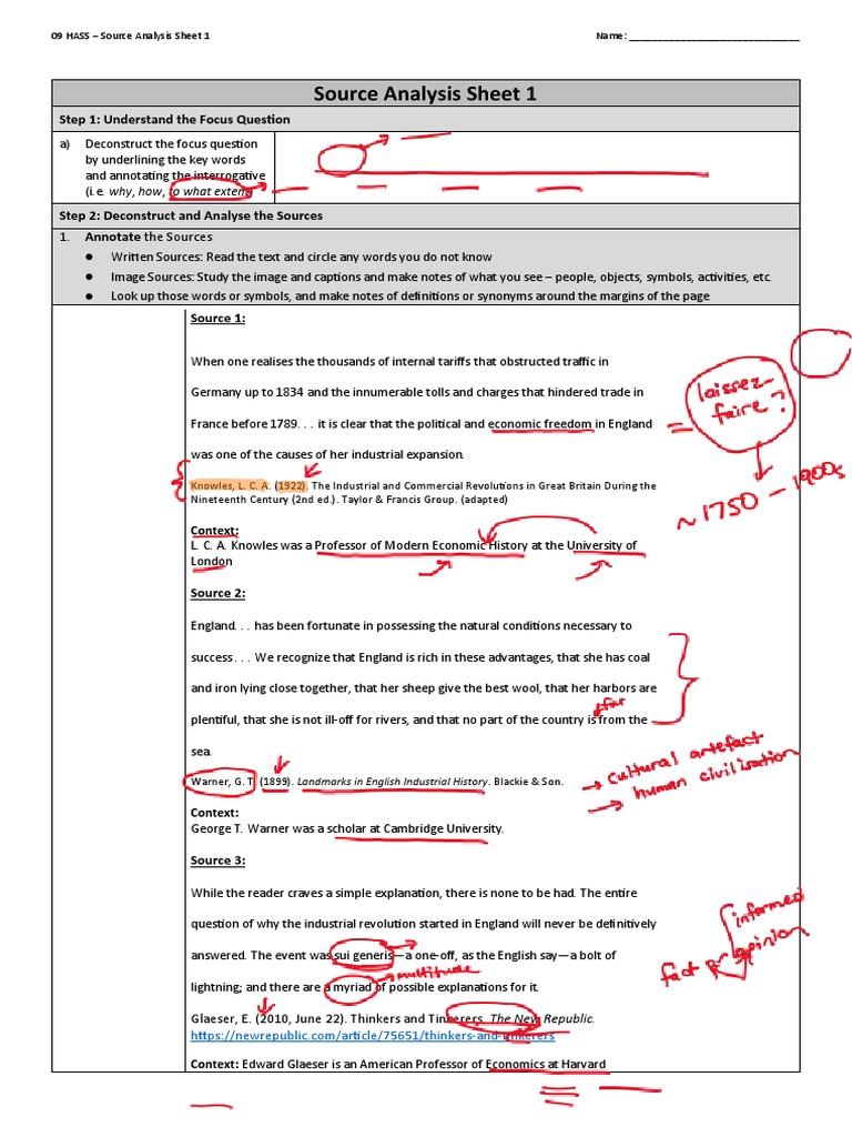 Source Analysis for Industrial Revolution | PDF | Primary Sources ...
