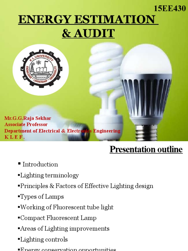 Energy Estimation & Audit | PDF | Lighting | Incandescent Light Bulb