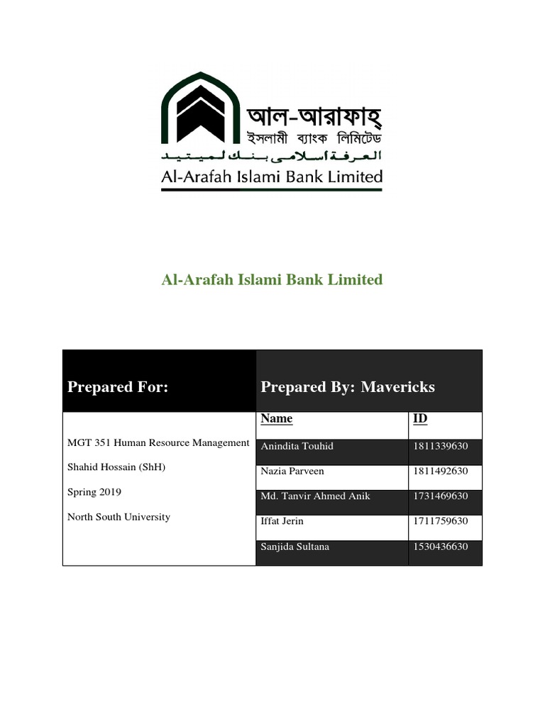 Al Arafah Bank LTD MGT351 | PDF