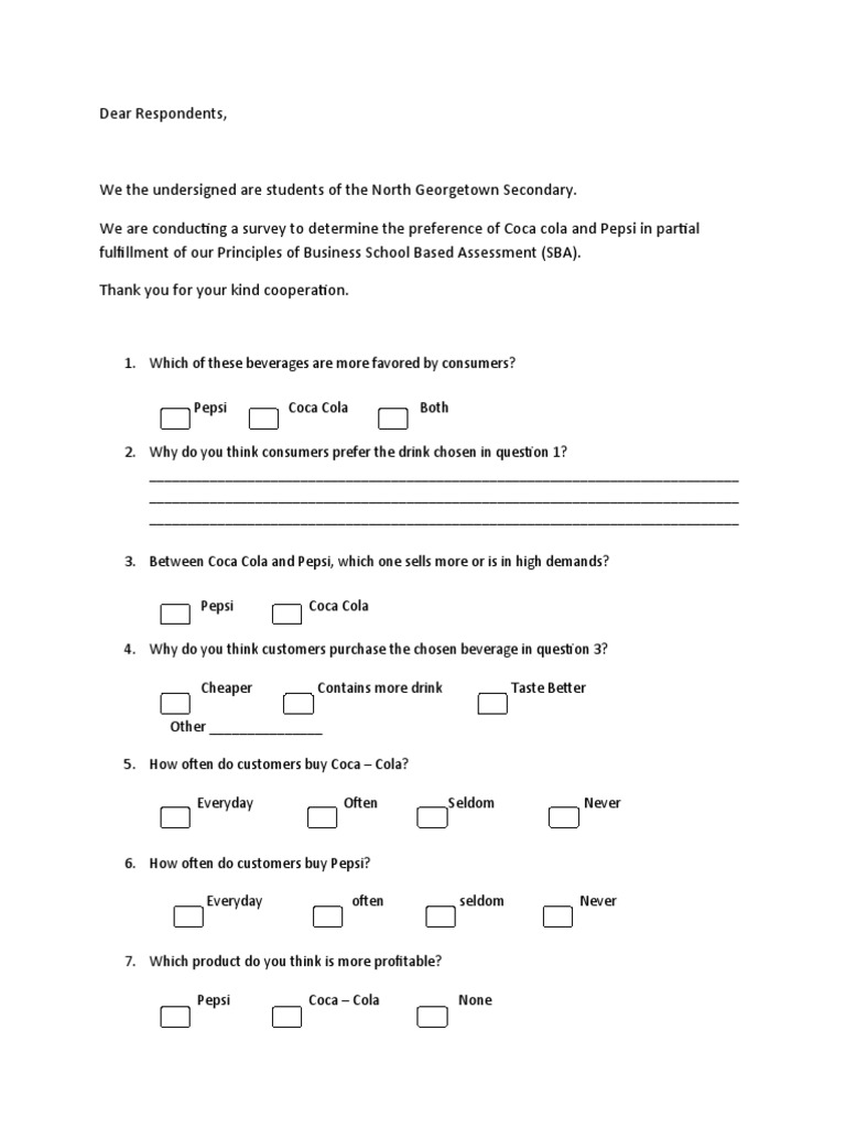 Business Questionaire For POB SBA | PDF