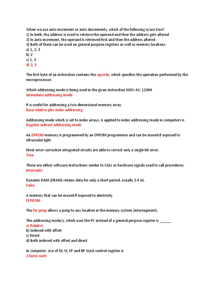 D) 2, 3 Opcode | PDF | Manufactured Goods | Computer Architecture