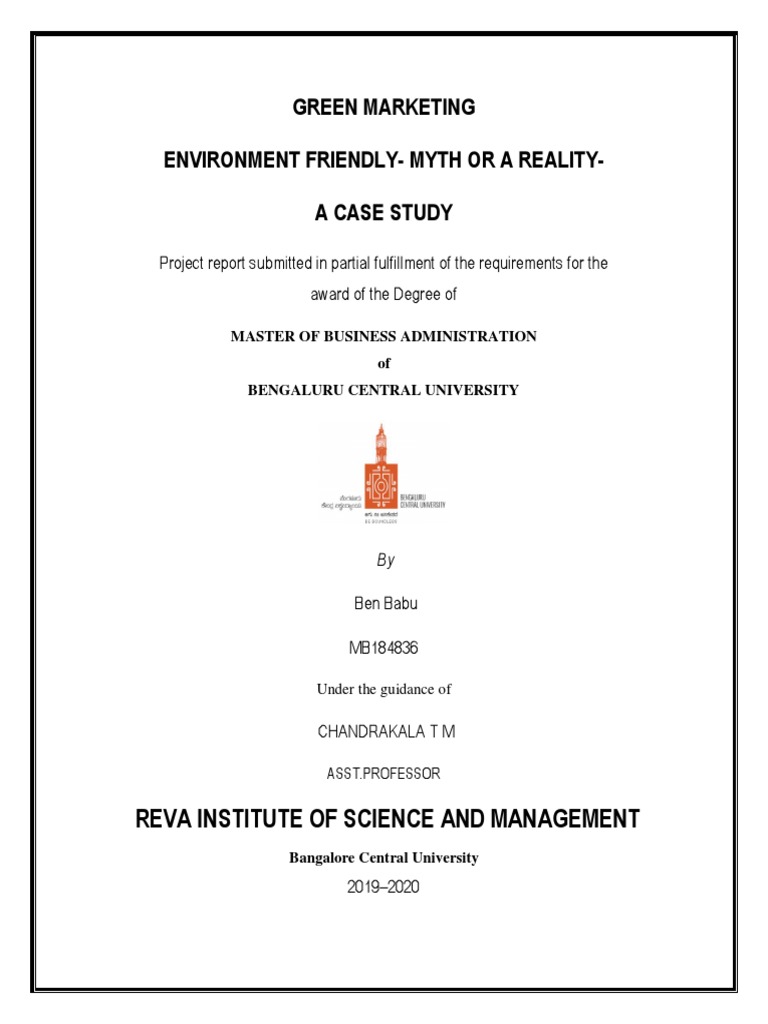 Green Marketing - A Myth or A Reality - A Case Study | PDF | Marketing ...
