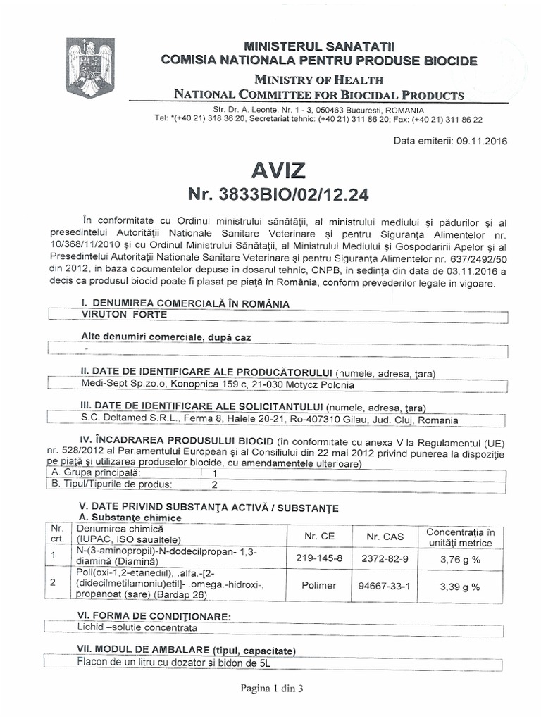 Aviz Biocid Viruton Forte | PDF