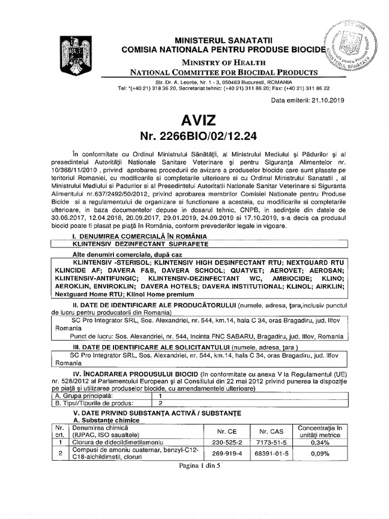 Aviz Suprafete 21.10.2019 Klintensiv | PDF