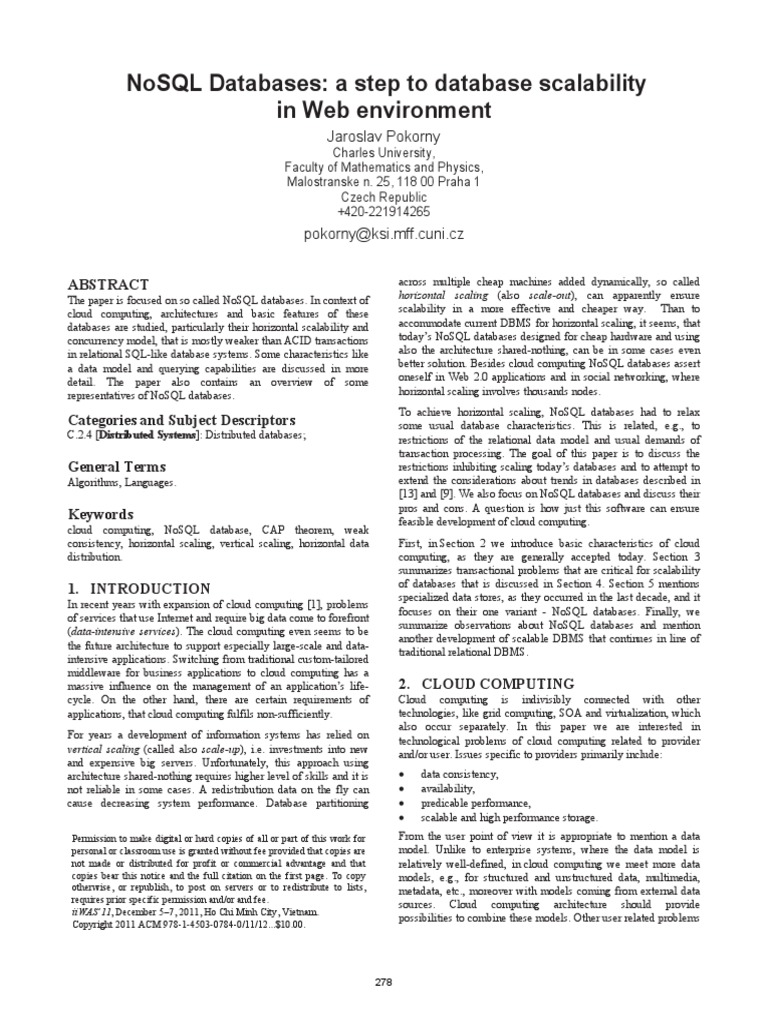 Nosql Databases A Step To Database Scalability Pdf Pdf No Sql Databases