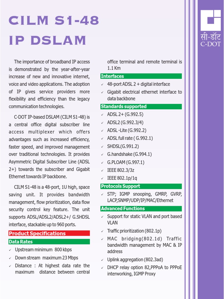 Ip Dslam | PDF | Digital Subscriber Line | Telecommunications Standards