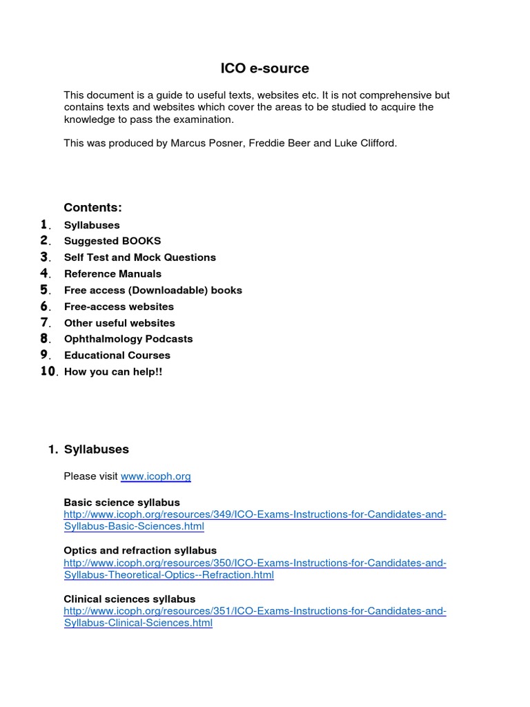 ICO Exams. E-Source.2019 PDF | PDF | Ophthalmology | Clinical Medicine