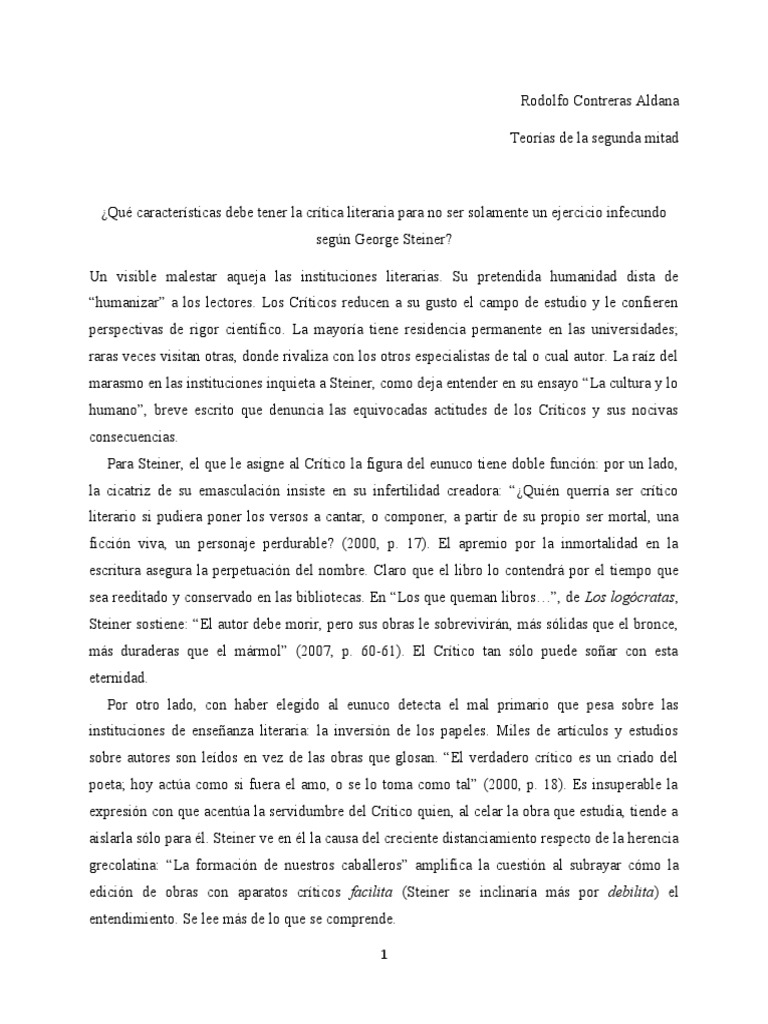 Qué Características Debe Tener La Crítica Literaria para No Ser ...