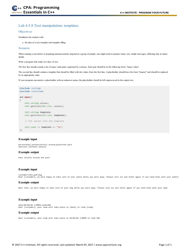 CPA: Programming Essentials in C++: Lab 4.5.8 Text Manipulation ...