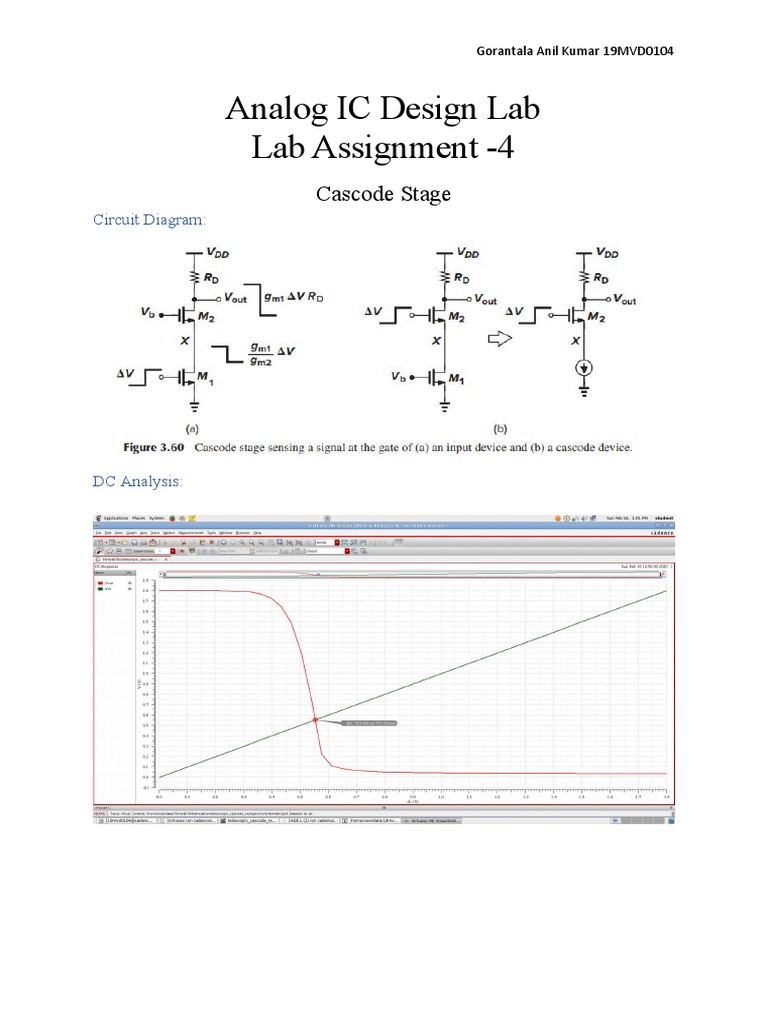 Analog IC Design Lab Lab Assignment - 4: Cascode Stage | PDF