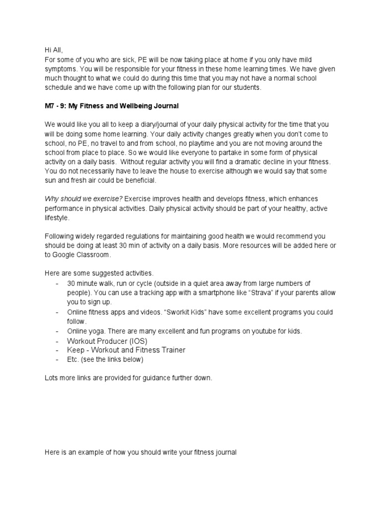 M7 - 9: My Fitness and Wellbeing Journal | PDF | Physical Fitness ...