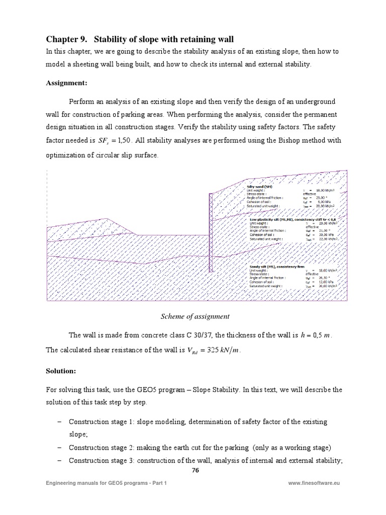 Chapter 9. Stability of Slope With Retaining Wall: Assignment | PDF | Foundation (Engineering ...