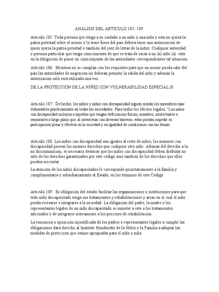 ANÁLISIS DEL ARTÍCULO 105-109 | PDF ANÁLISIS DEL ARTÍCULO 105-109 | PDF