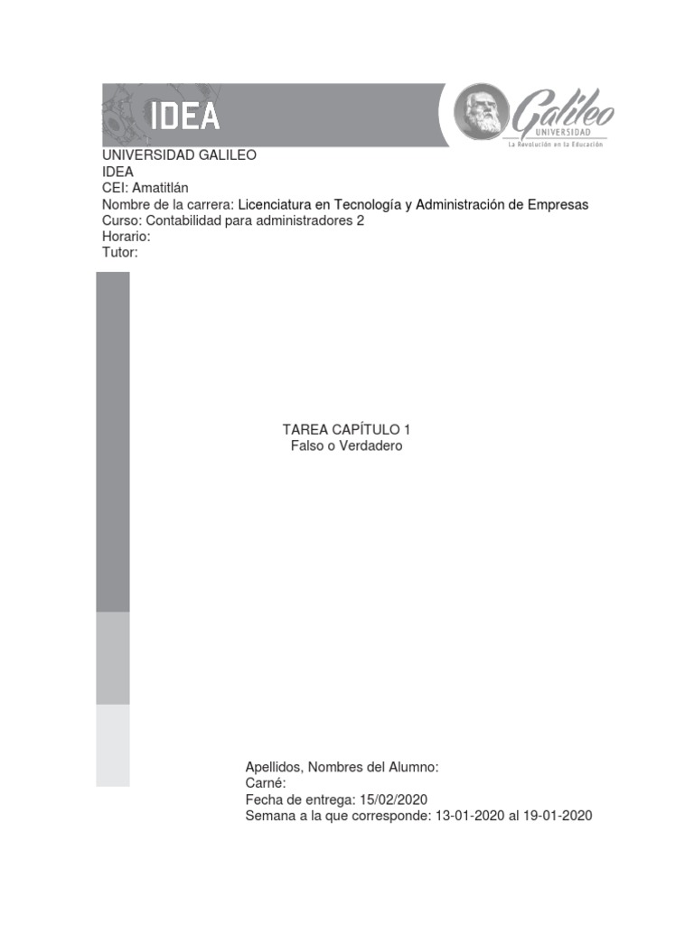 Tarea Cap. 1, Contabilidad Admon 2 Falso Verdadero | PDF