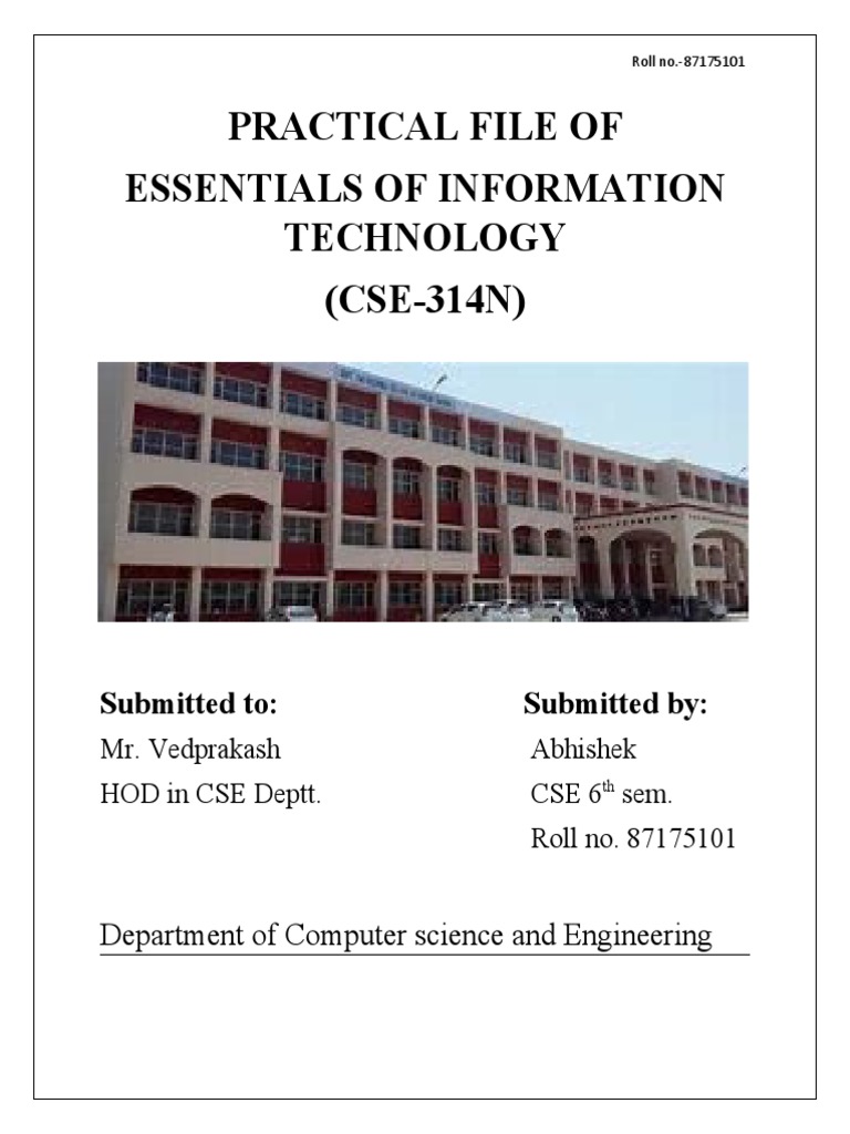 Practical File of Essentials of Information Technology (CSE-314N) | PDF | Software Engineering ...