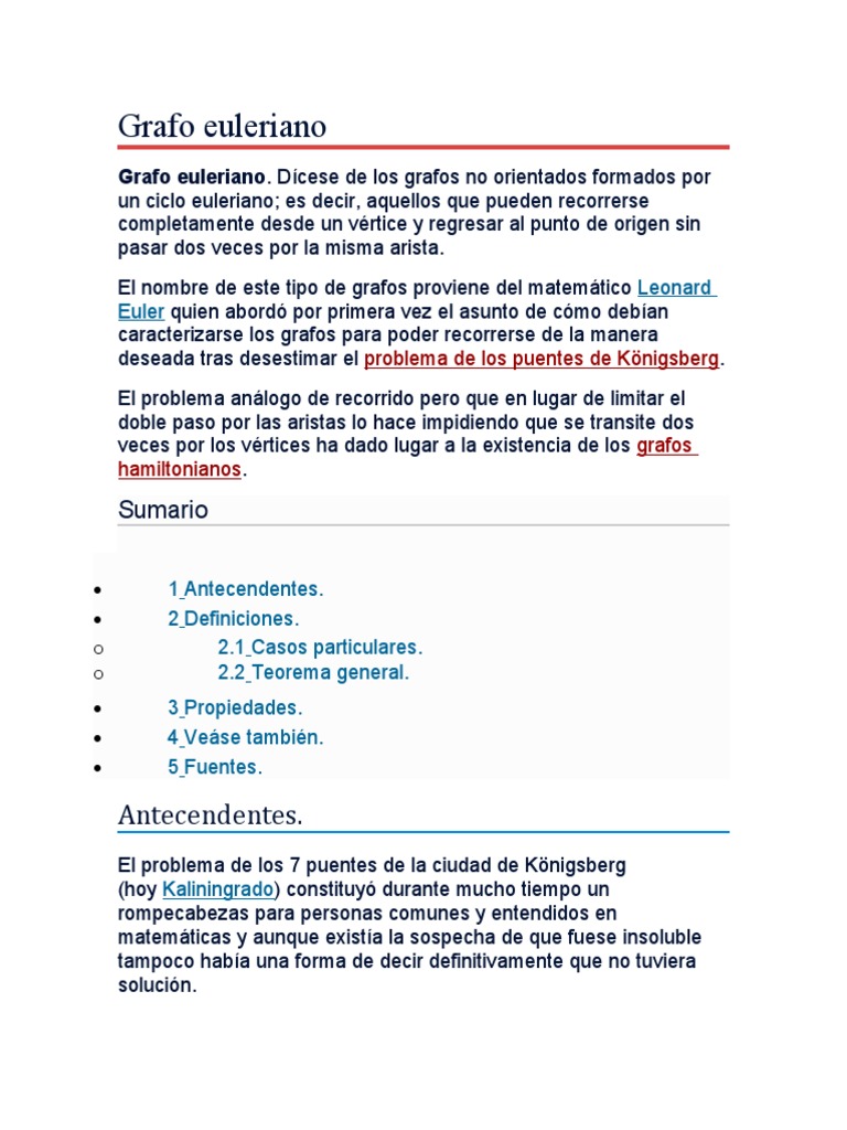Grafo Euleriano | PDF | Teoría de grafos | Matemáticas discretas