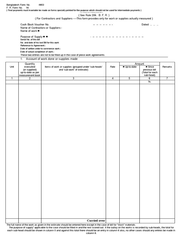 Public Works Bill Form | PDF | Payments | Cheque