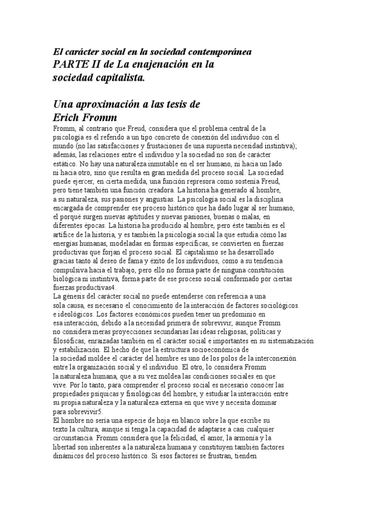 El Carácter Social en La Sociedad Contemporánea PARTE II de La ...
