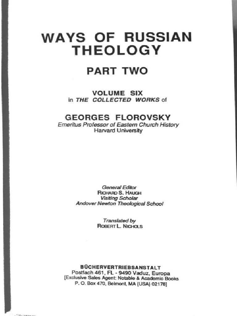 Georges Florovsky - Ways of Russian Theology Part Two - (Volume Six in ...