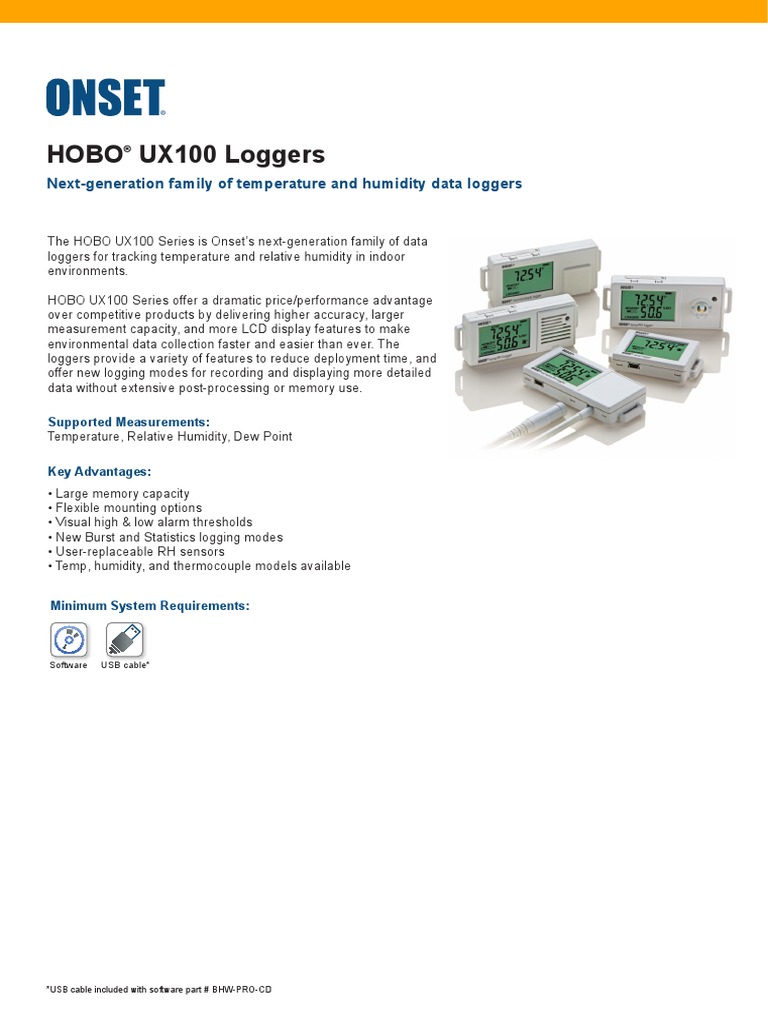 Onset HOBO UX100 Data Loggers | PDF | Thermocouple | Relative Humidity